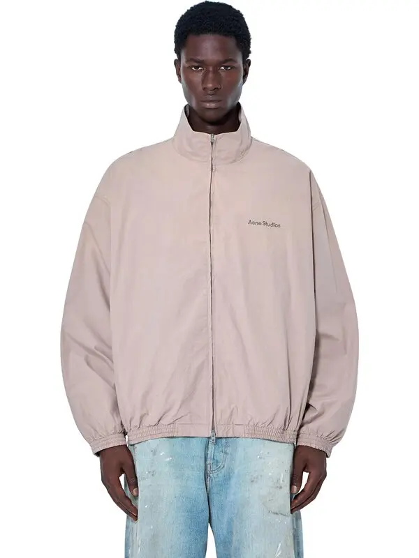 Acne Studios Logo Printed Zip-up Jacket - Cream