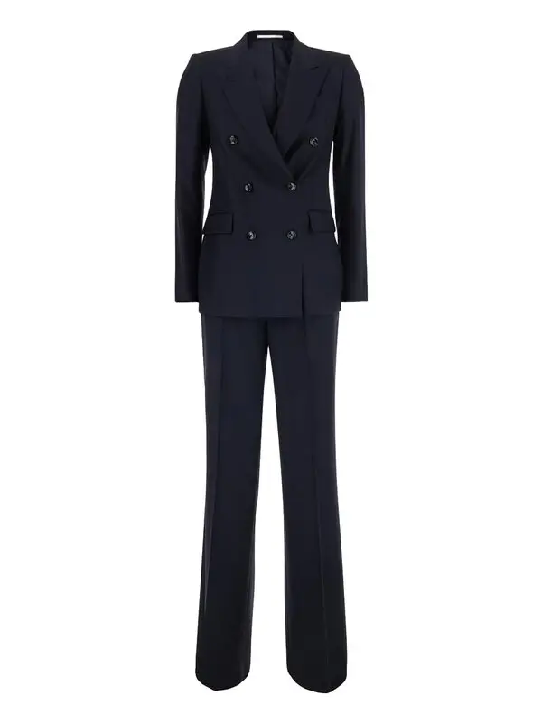 Tagliatore Blue Double-breasted Suit With Peak Revers In Fabric For - Multicolor