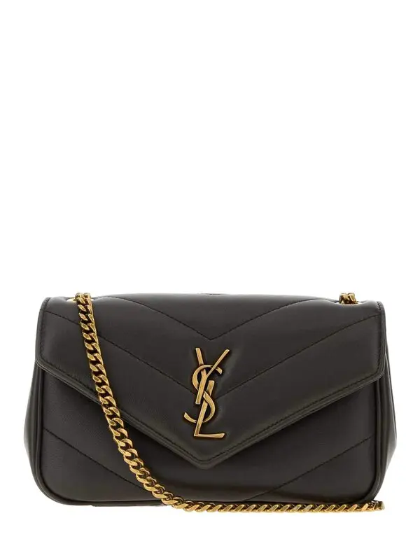 Saint Laurent Leather Mini Loulou Crossbody Bag - Gray