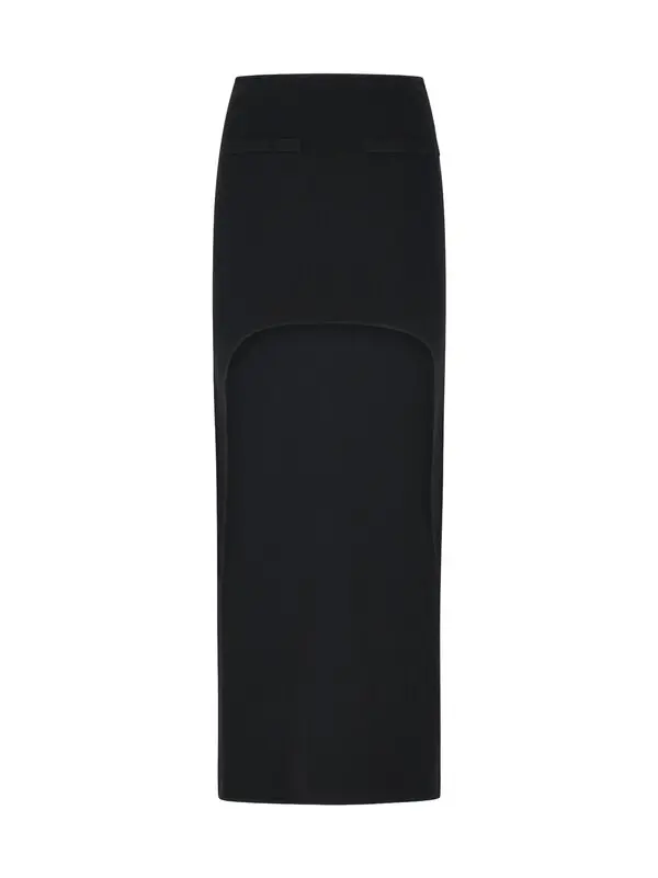 COURREGES Viscose Blend Long Skirt - Black