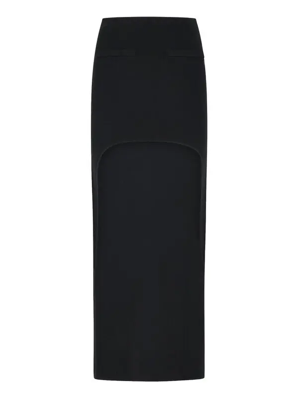 COURREGES Viscose Blend Long Skirt - Black