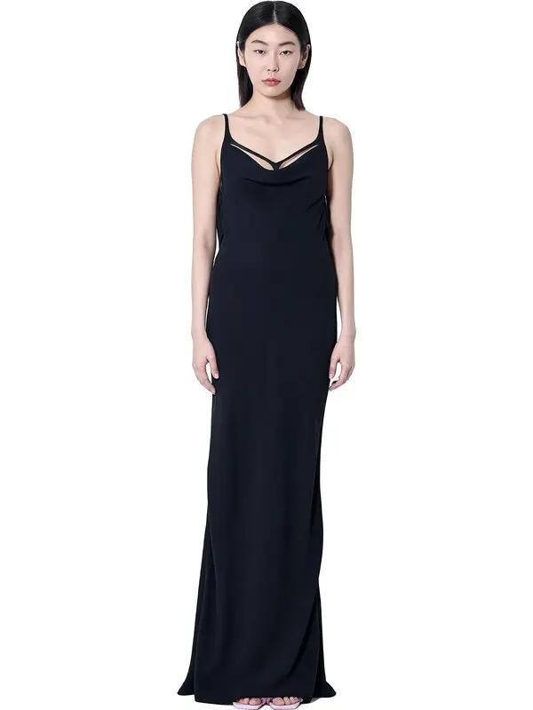 MUGLER Crepe Maxi Dress - Black