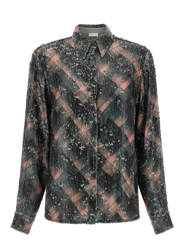 Dries Van Noten Chowy Embellished Viscose Shirt - Green