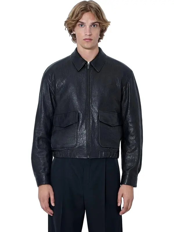 Saint Laurent Zip-front Leather Jacket - Black