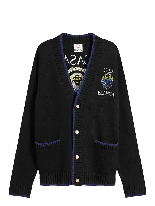 Casablanca Flaming Tennis Ball Cardigan - Black