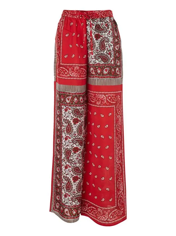 P.a.r.o.s.h Red Pants With Elasticated Waist And Bandana Print In Fabric For - Multicolor