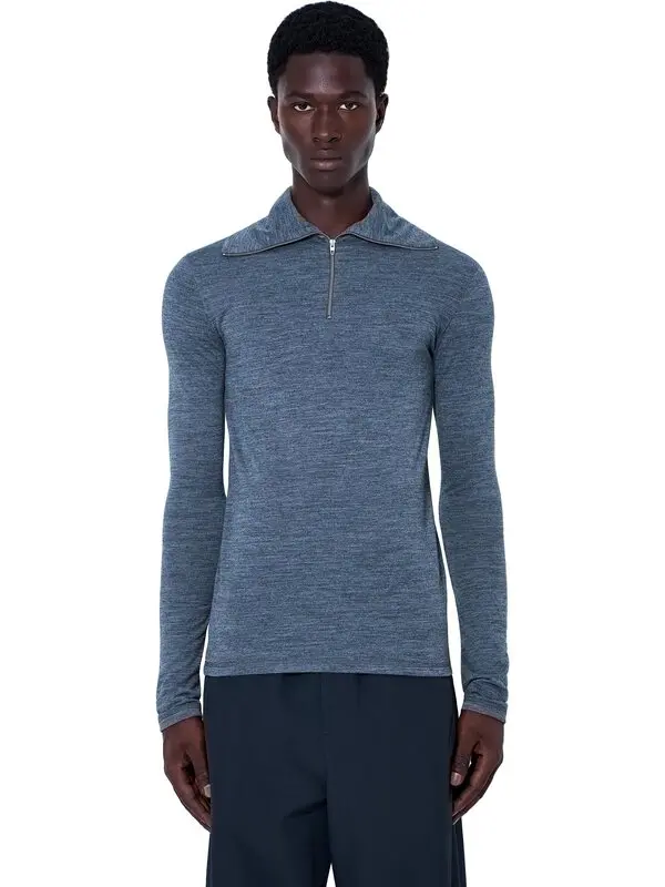 JIL SANDER Half-zip Long Sleeve Top - Gray