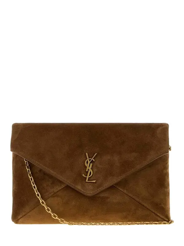 Saint Laurent Suede Small Cassandre Crossbody Bag - Brown