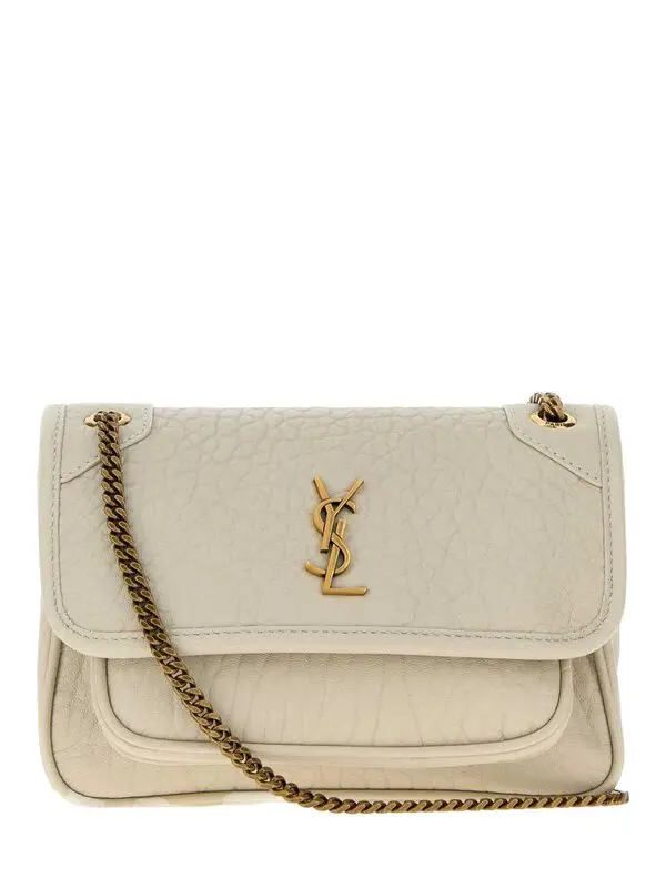 Saint Laurent Leather Mini Niki Crossbody Bag - White