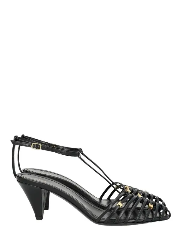 Celine Leather Cage Sandal - Black