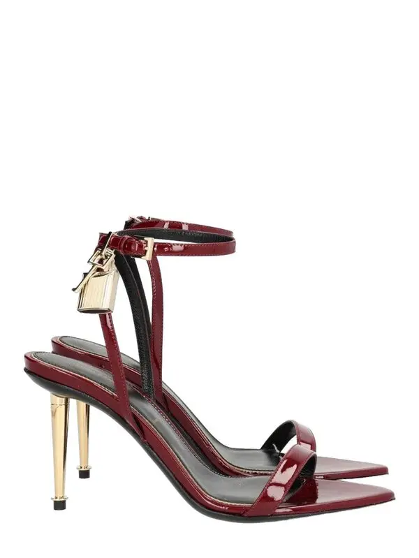 TOM FORD Leather Padlock Heeled Sandals - Red