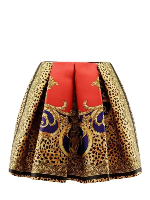 Versace Cheetah Barocco Silk Duchesse Skirt - Multicolor