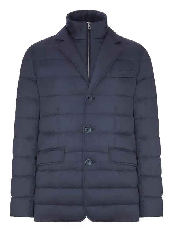Herno Padded Blazer-style Down Jacket With Inner Bib - Blue
