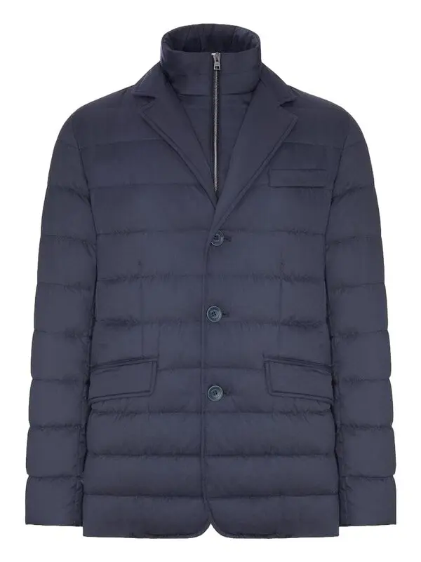 Herno Padded Blazer-style Down Jacket With Inner Bib - Blue