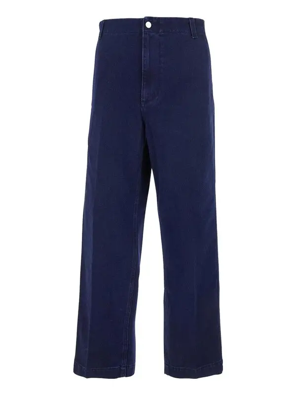 Gucci Blue Pants With One Patch Pocket On The Rear And Logo Lettering On The Rear In Cotton Canvas - Multicolor