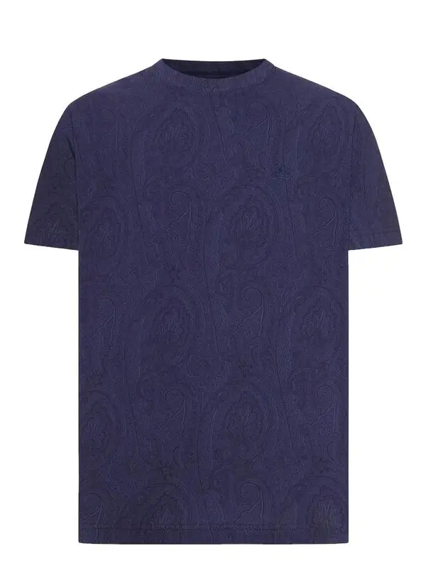 Etro Cotton T-shirt With Arnica Pattern - Blue
