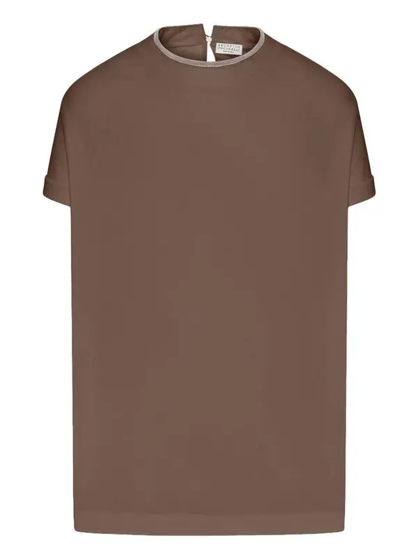 Brunello Cucinelli Jersey T-shirt With Precious Faux Layering - Multicolor