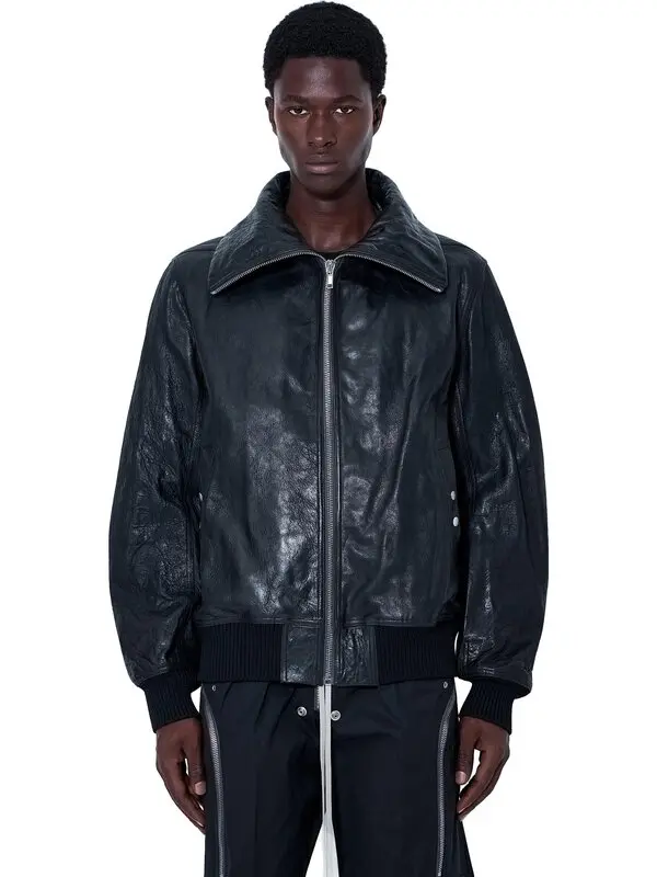 Rick Owens Dracuflight Hammered Leather Jacket - Black