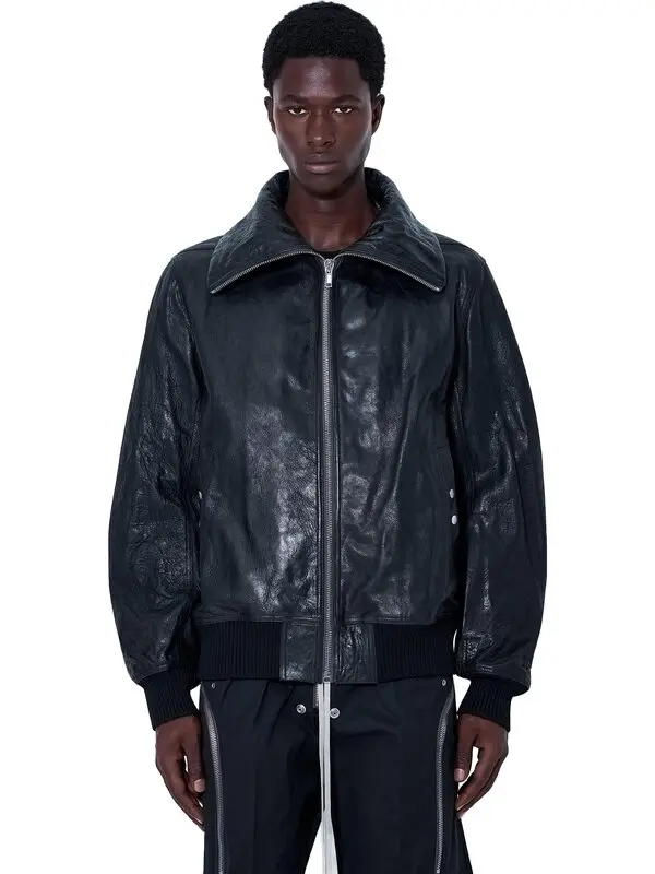 Rick Owens Dracuflight Hammered Leather Jacket - Black