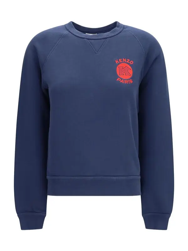 Kenzo Emblem Embroidered Cotton Sweatshirt - Blue