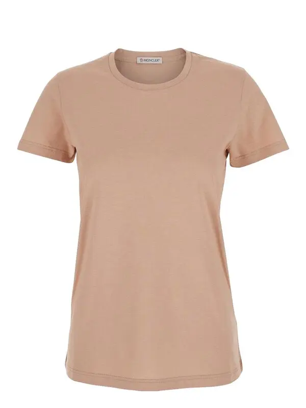 Moncler Cotton Logo Patch T-shirt - Pink