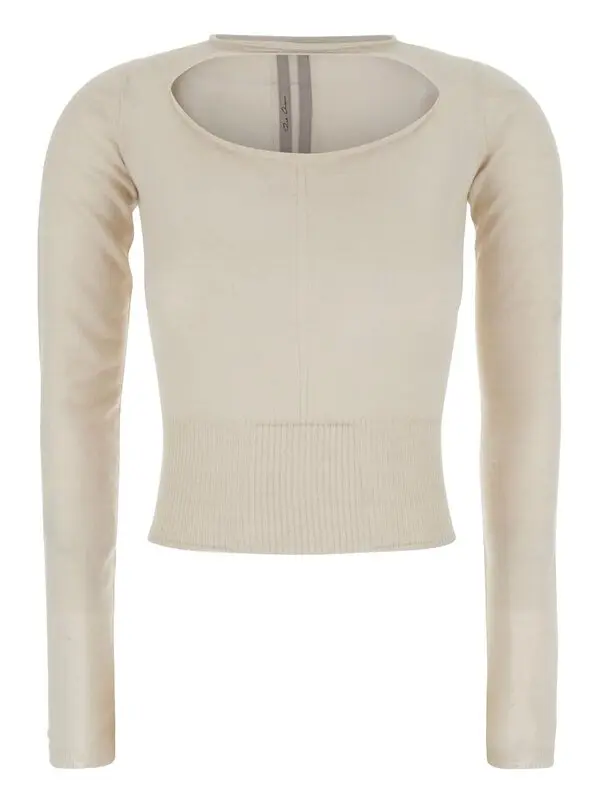 Rick Owens Cashmere Cropped Sweater With Cut Out - Multicolor