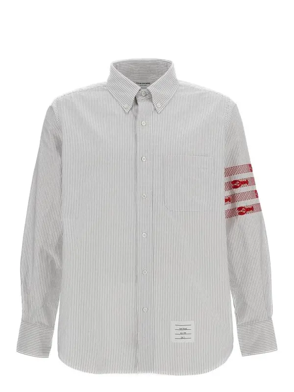 Thom Browne University Stripe 4-bar Lobster Oxford Shirt - Multicolor