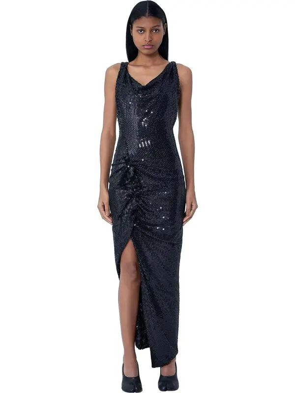 VIVIENNE WESTWOOD Sequined Cowl Neck Gown - Black