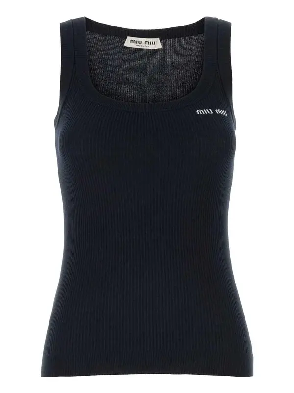 Miu Miu Ribbed Knit Tank Top - Blue