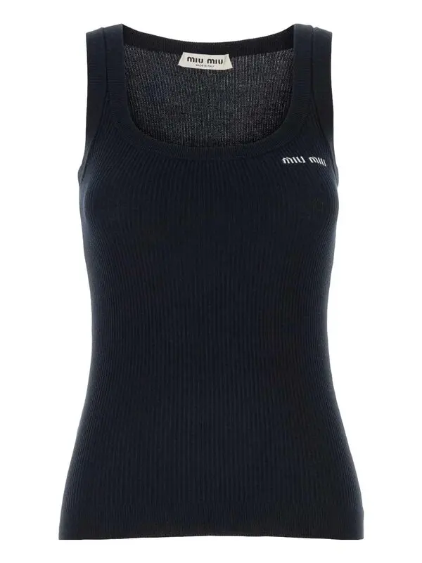 Miu Miu Ribbed Knit Tank Top - Blue