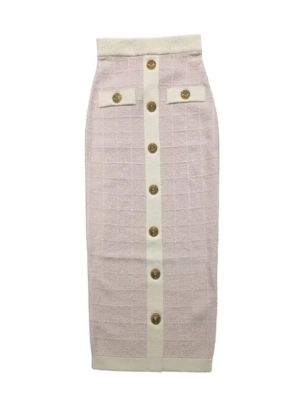 Balmain Tweed Knit Midi Skirt - Multicolor