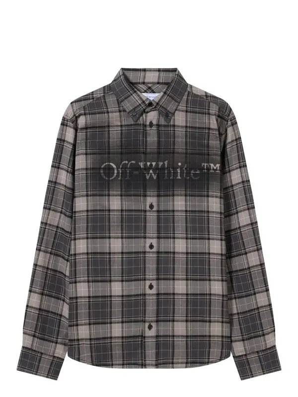 Off-White Spray Book Check Flannel Shirt - Gray