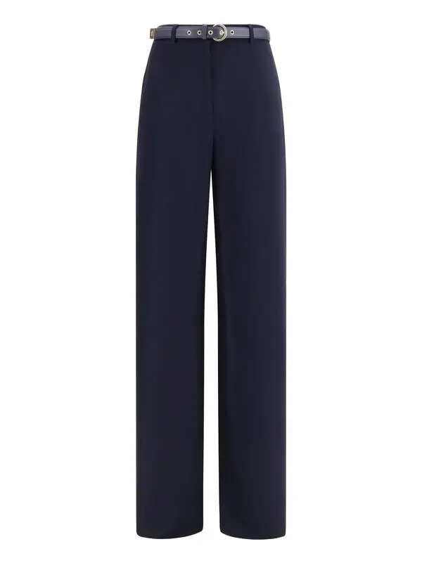 Max Mara Elegant Pants With Belt - Blue