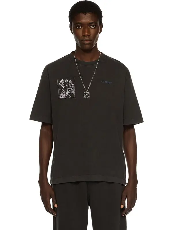 Off-White Faded Painting Skate Logo T-shirt - Black