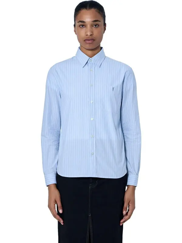 Saint Laurent Striped Cotton Shirt - Blue