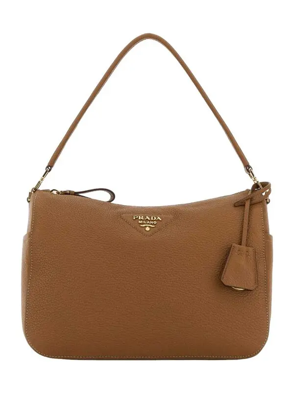 Prada Hammered Leather Bag - Brown