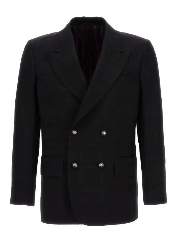 Etro Check Double-breasted Blazer - Black