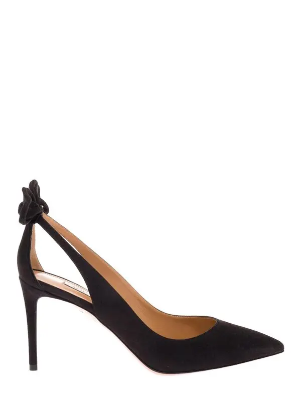 AQUAZZURA Pumps With Bow Detail And High Stiletto Heel In Suede For - Black