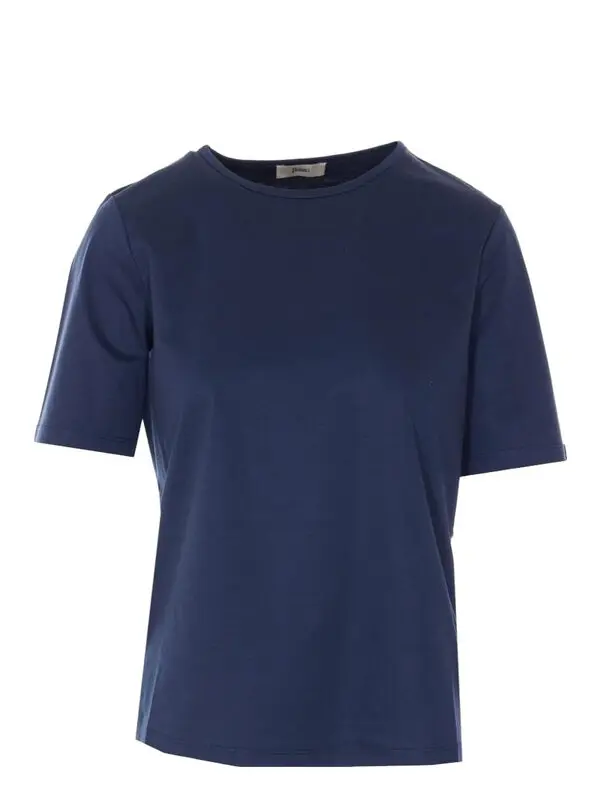 Herno T-shirt With Buttoned Lateral Split - Blue