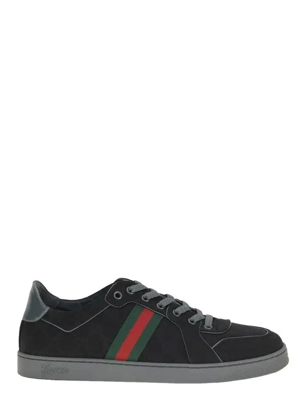 Gucci Stretch Gg Monogram Jacquard Sneakers With Striped Detail - Black