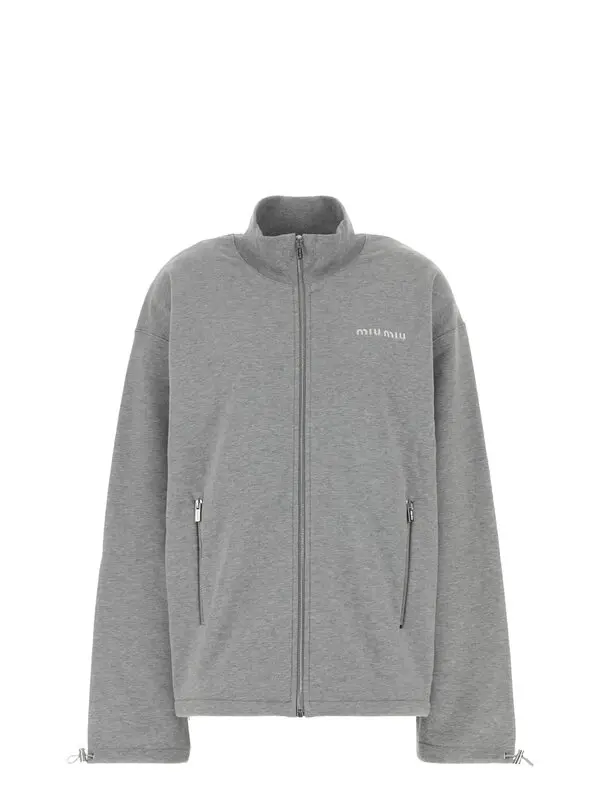 Miu Miu Cotton Oversize Sweatshirt - Gray