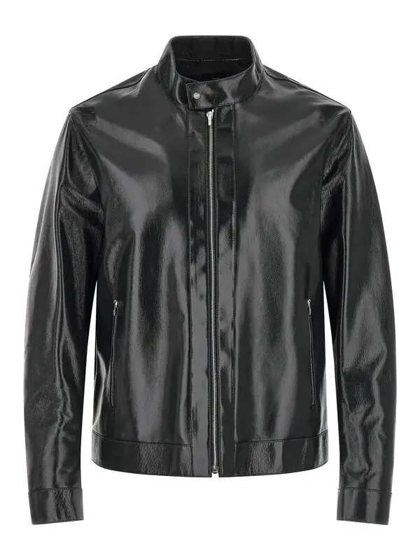 Fendi Lacquered Leather Biker Blouson - Blue