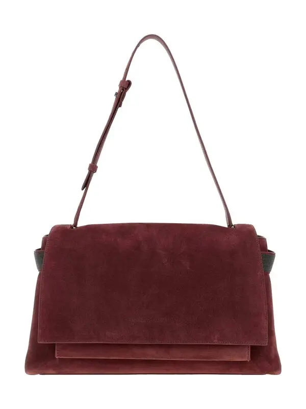 Brunello Cucinelli Burgundy Suede Shopping Bag - Red