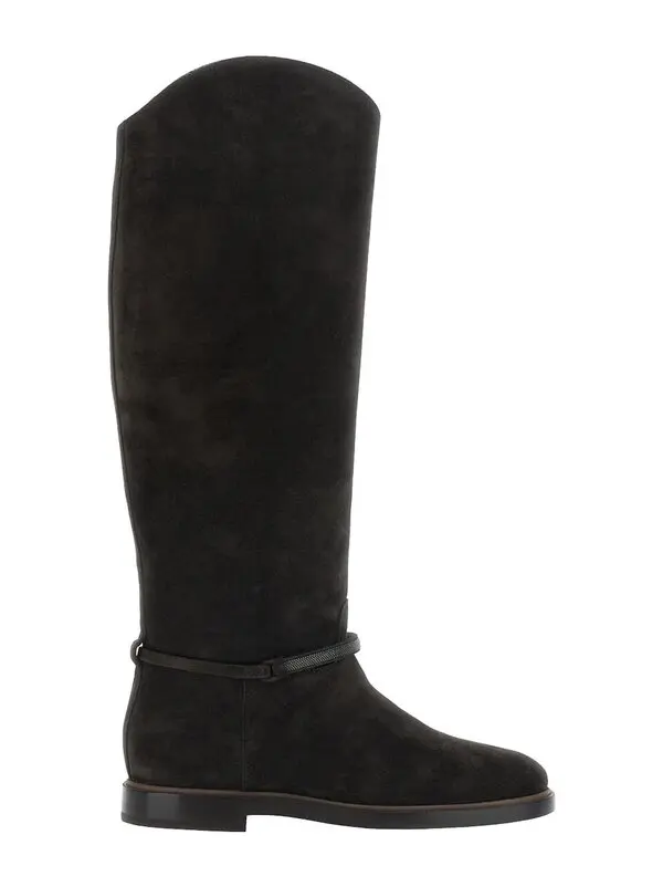 Brunello Cucinelli Suede Monile Detail Boots - Multicolor