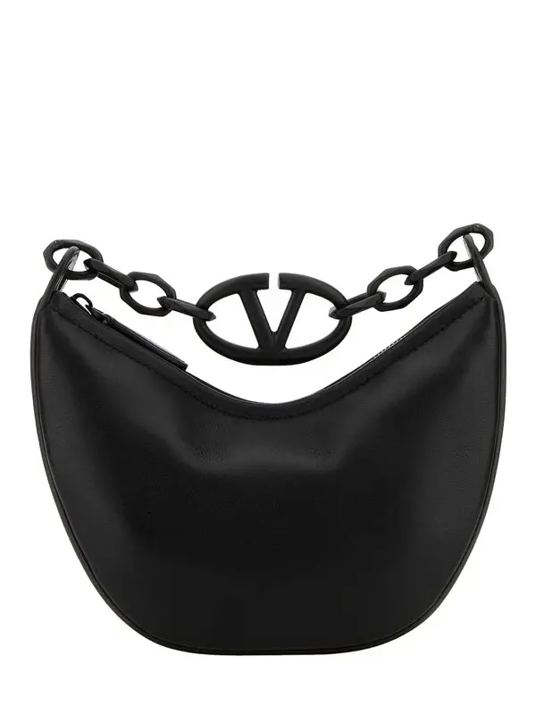 Valentino Garavani Leather Hobo Vlogo Moon Handbag - Black