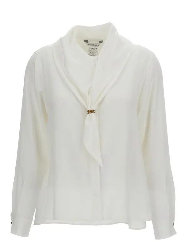 Max Mara Tie Neck Scarf Silk Shirt - Multicolor