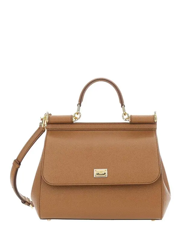 Dolce & Gabbana My Sicily Grained Leather Handbag - Brown