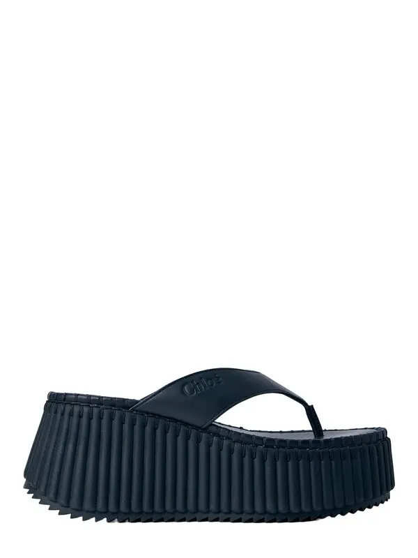 Chloé Nama Wedge Sandals - Black