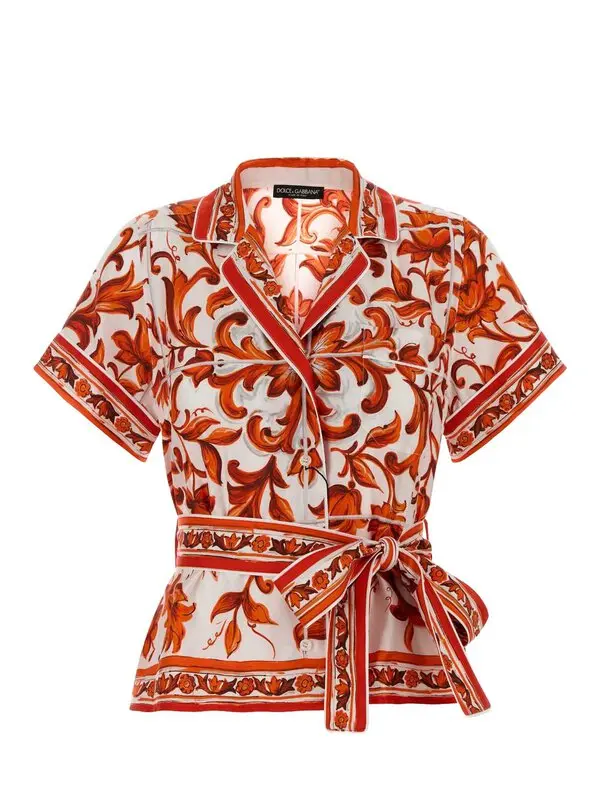 Dolce & Gabbana Twill Maiolica Arancione Blouse - Multicolor