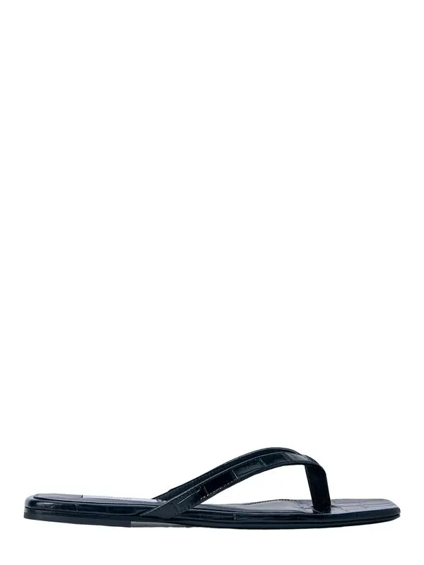 TOTEME Leather Flip Flops - Black